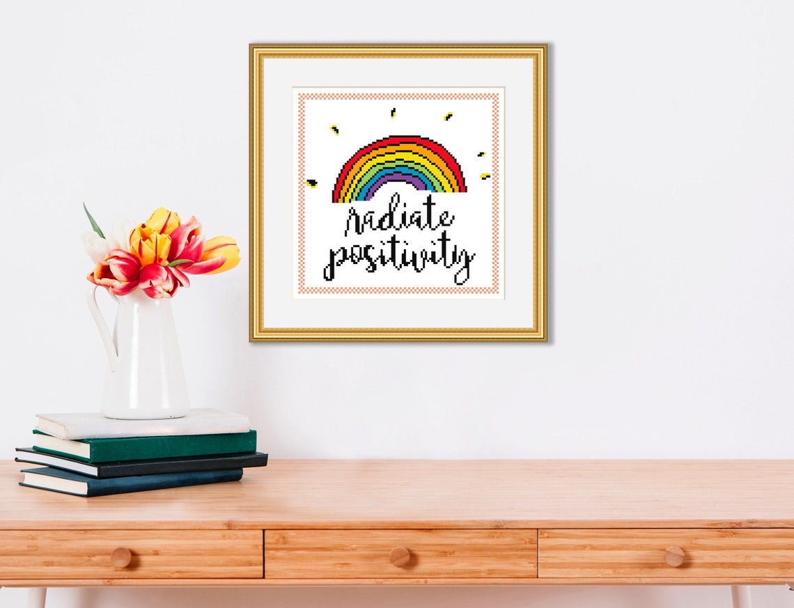 Radiate Positivity Motivational Quote Cross Stitch Chart - Etsy
