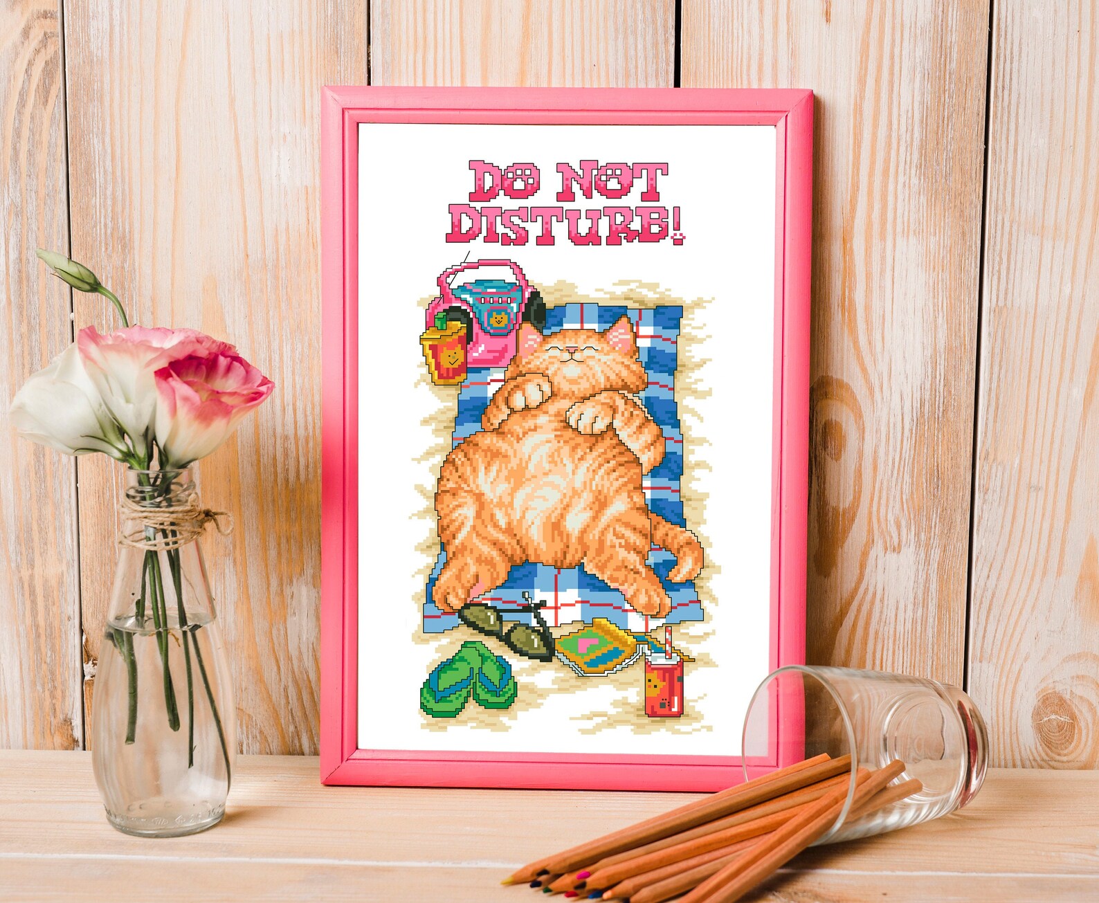 Funny DO NOT DISTURB Cat Counted Cross Stitch Pattern - Relaxing Dont ...
