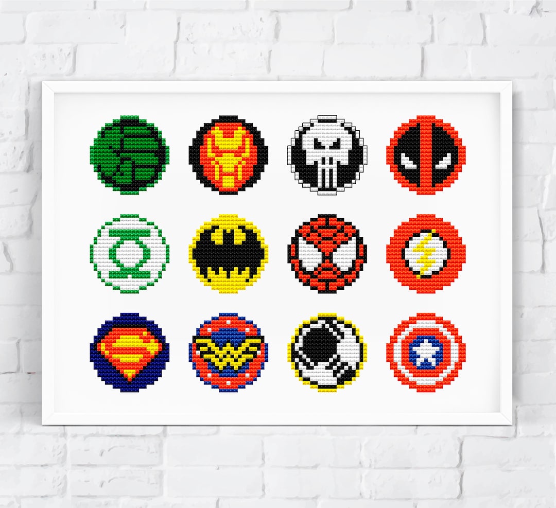 Superhero Logos Cross Stitch Pattern PDF / Marvel Comics Superheroes X ...