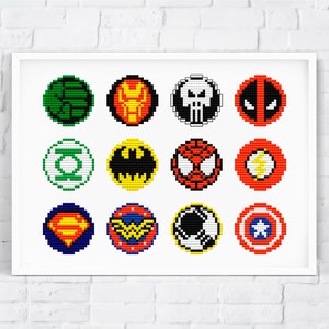 Superhero Logos Cross Stitch Pattern PDF / Marvel Comics Superheroes X ...