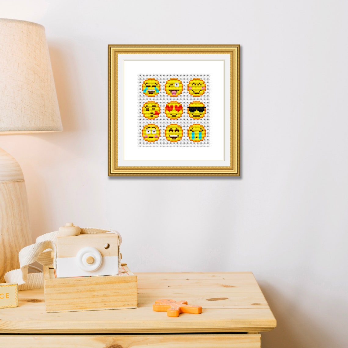 Emoji Simple Modern Cross Stitch Pattern PDF Smile Easy - Etsy