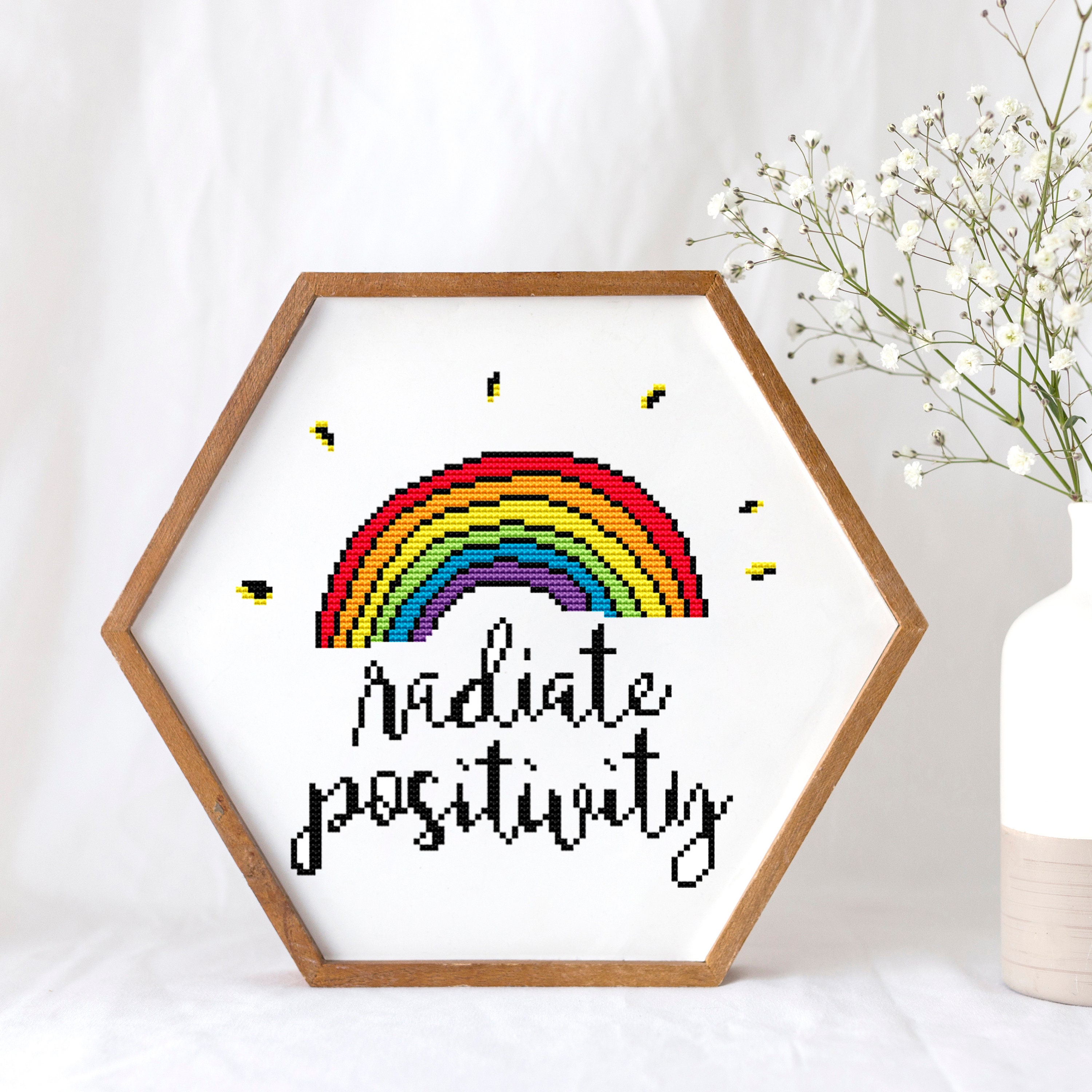 Radiate Positivity Motivational Quote Counted Cross Stitch | Etsy
