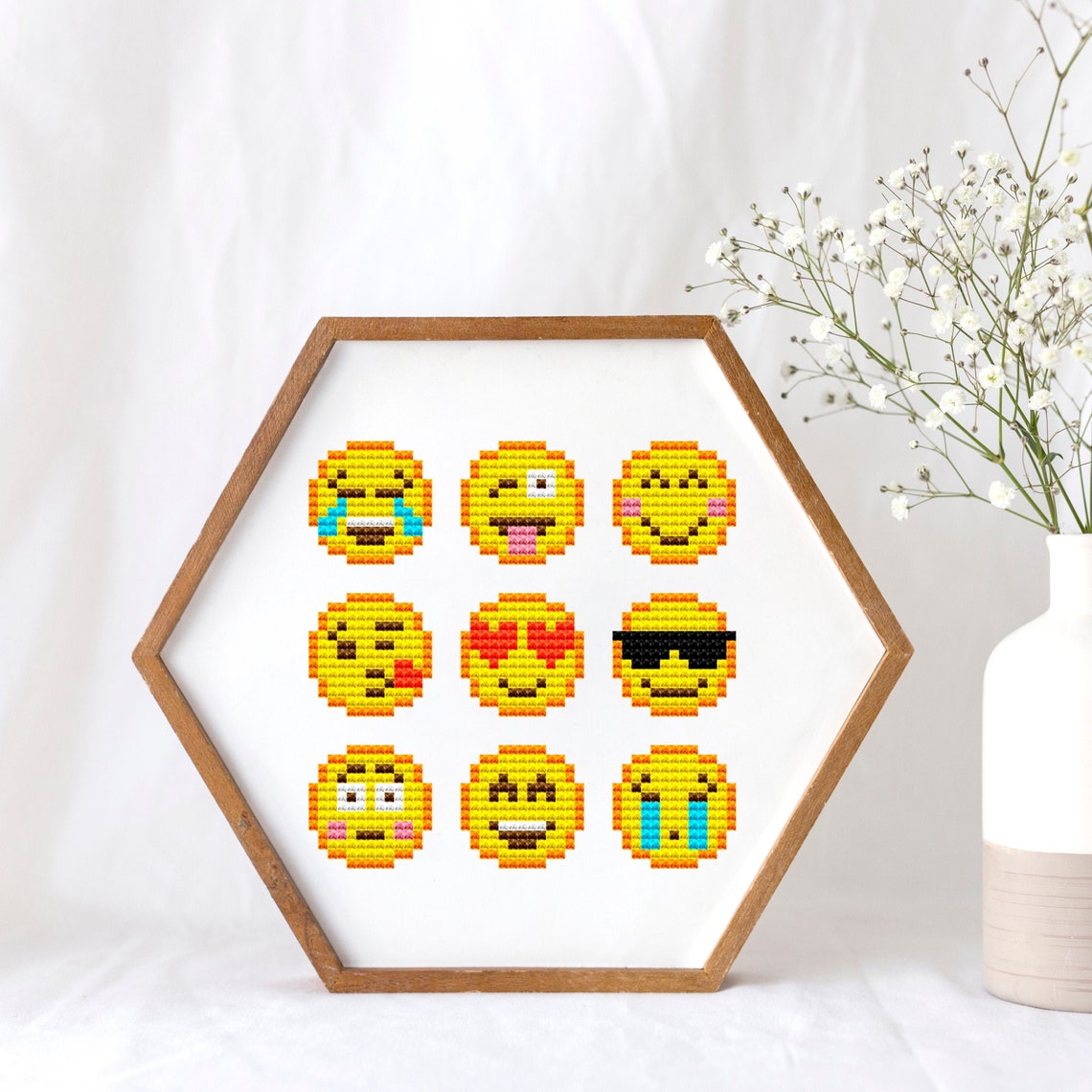 Emoji Simple Modern Cross Stitch Pattern PDF Smile Easy - Etsy