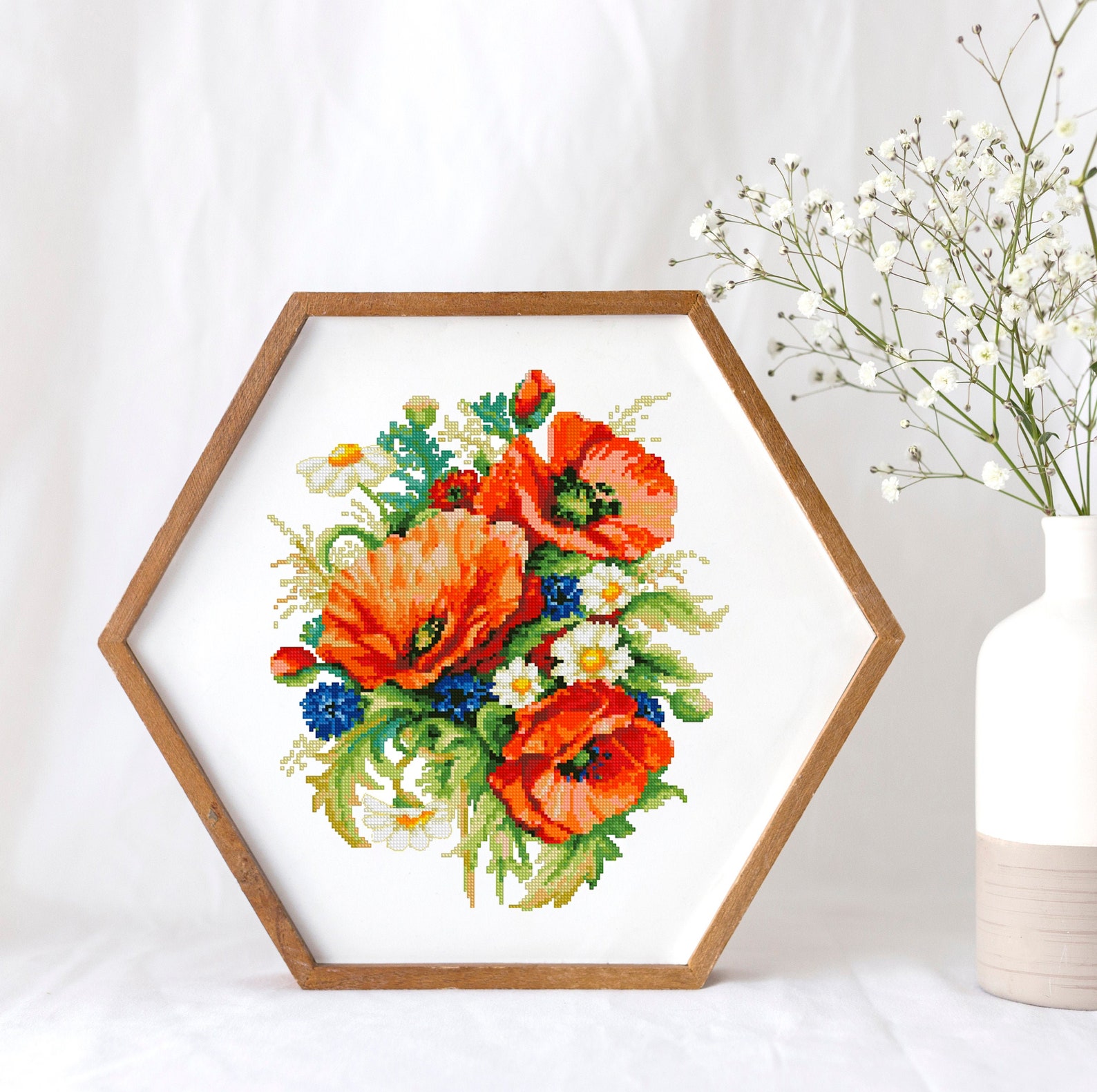 Poppies Cross Stitch Pattern Poppy Xstitch Chart Flower | Etsy