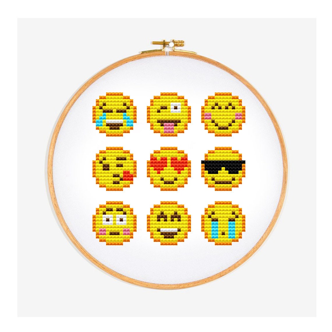 Emoji Simple Modern Cross Stitch Pattern PDF Smile Easy - Etsy