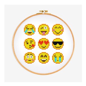 Emoji - Simple Modern Cross Stitch Pattern PDF, Smile Easy Modern Cross ...