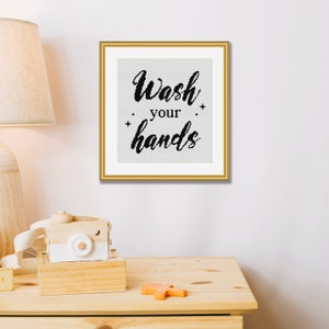 Wash Your Hands - Counted Cross Stitch Pattern PDF, Bathroom ...
