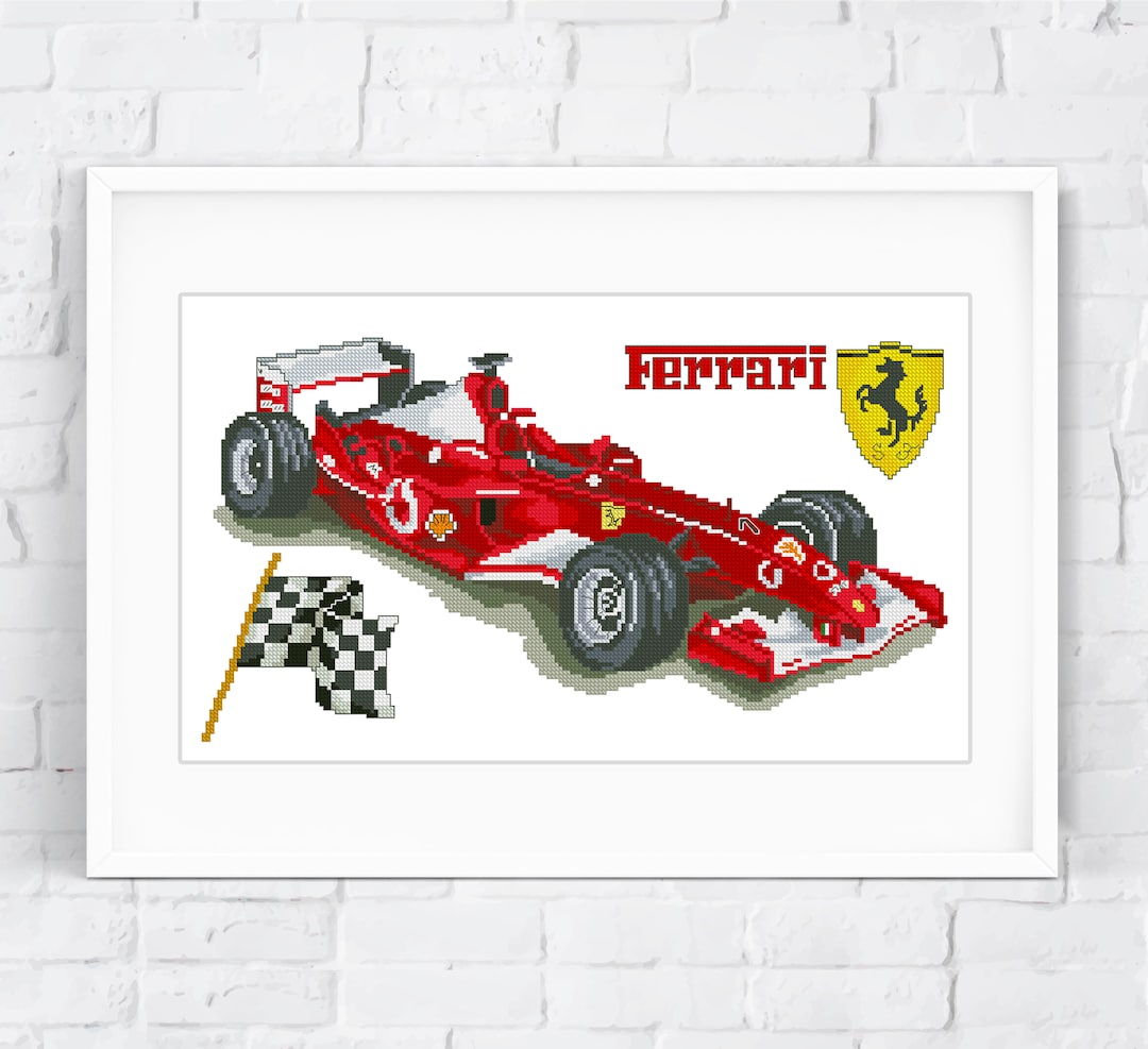 Ferrari - Red Sport Car Modern Cross Stitch Pattern, Race Car Cross ...