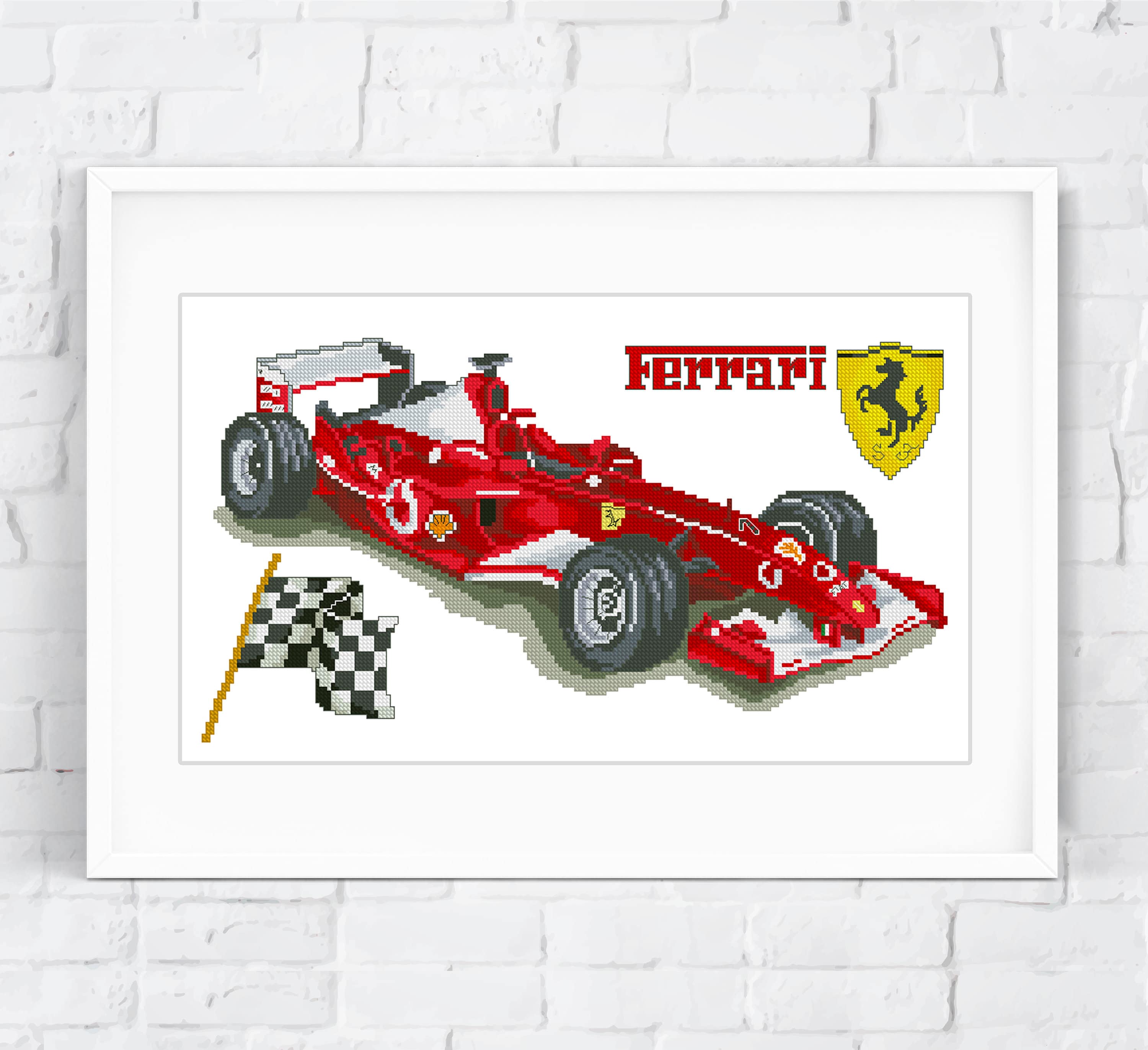 Ferrari - Red Sport Car Modern Cross Stitch Pattern, Race Car Cross ...