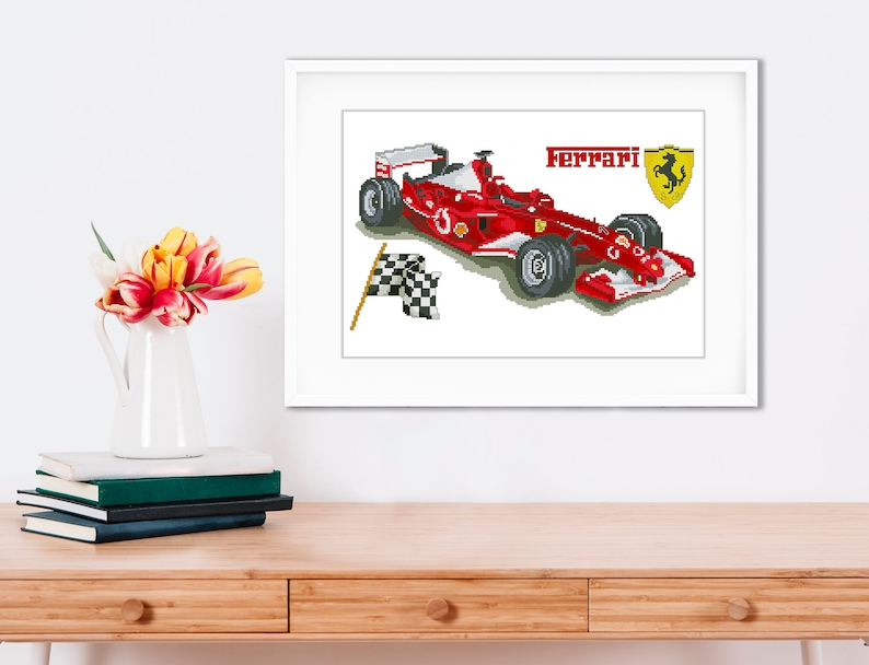 Ferrari - Red Sport Car Modern Cross Stitch Pattern, Race Car Cross ...