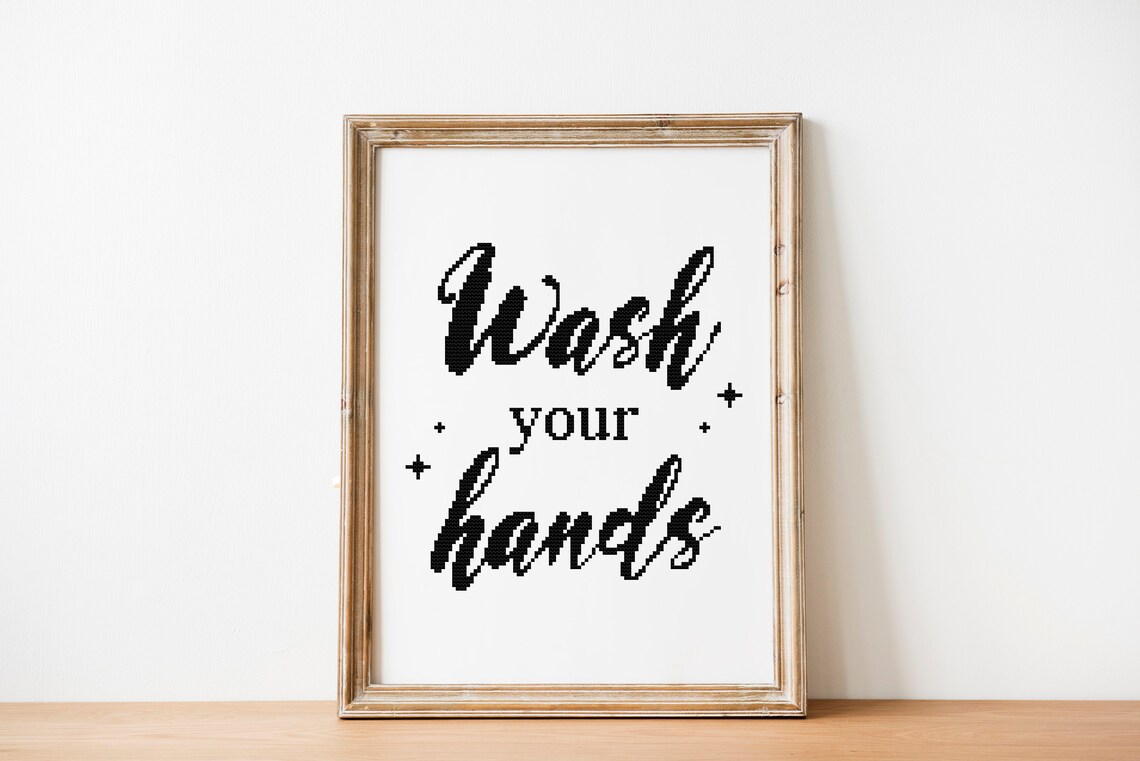Wash Your Hands - Counted Cross Stitch Pattern PDF, Bathroom ...