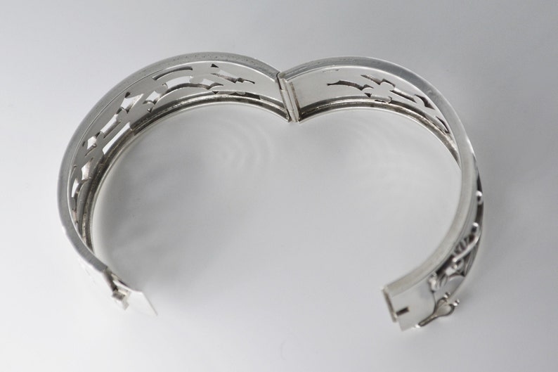 Harald Nielsen for Georg Jensen, Art Deco Berry Vine Sterling Silver Cuff Bracelet Hinged Bangle ...
