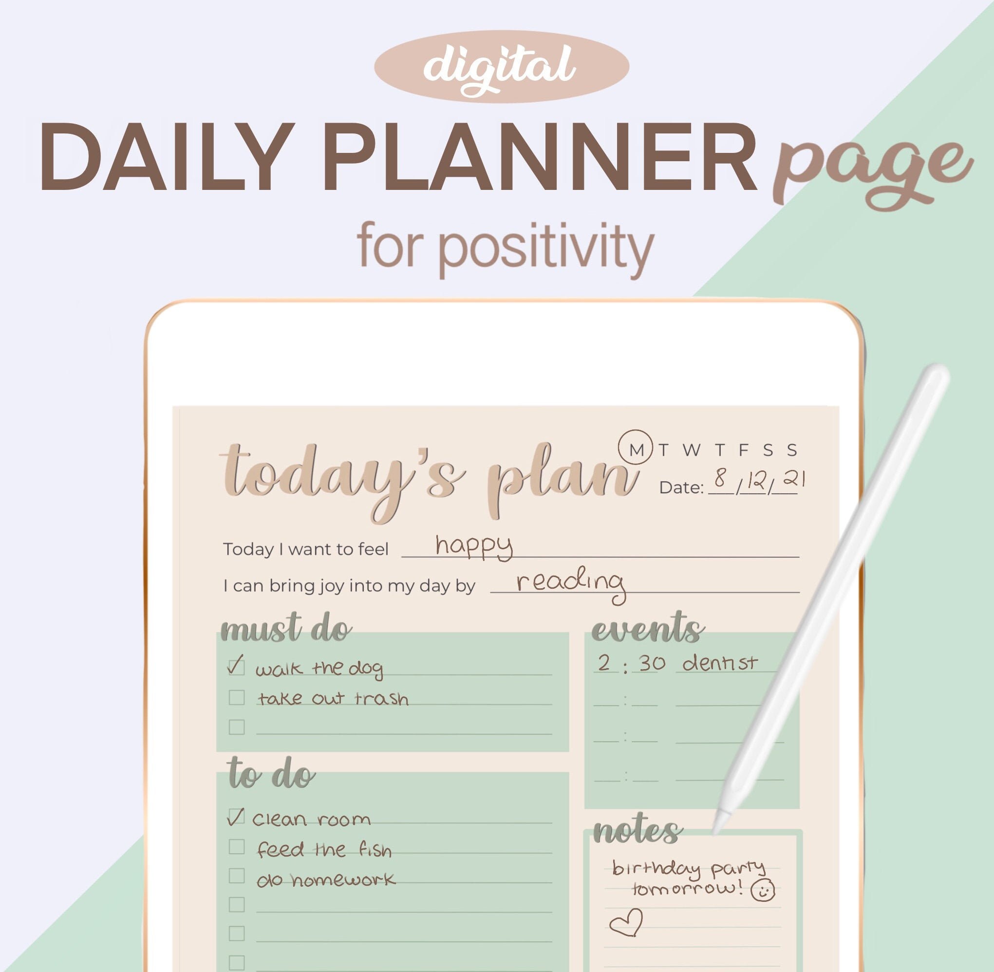 Printable Digital Daily Planner | Daily Planning Sheet | Undated ...