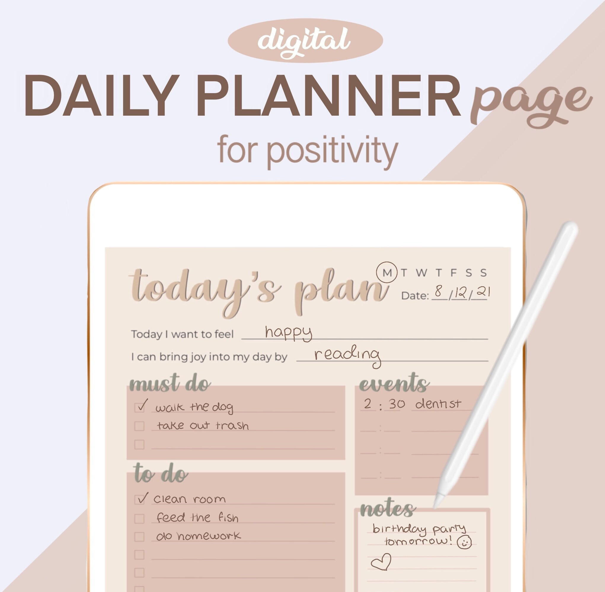 Digital Daily Planner Daily Page Insert iPad Planner | Etsy