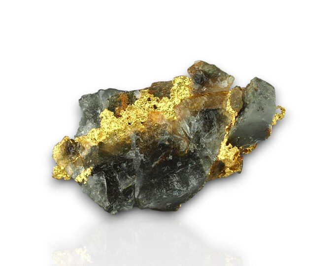 NATIVE GOLD Crystalline Specimen With Quartz 0,5 X 0,3 X 0,2 Cm USA ...