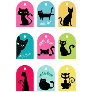 Printable Cat Gift Tags for Cat Lovers Gift Instant Download Holiday ...
