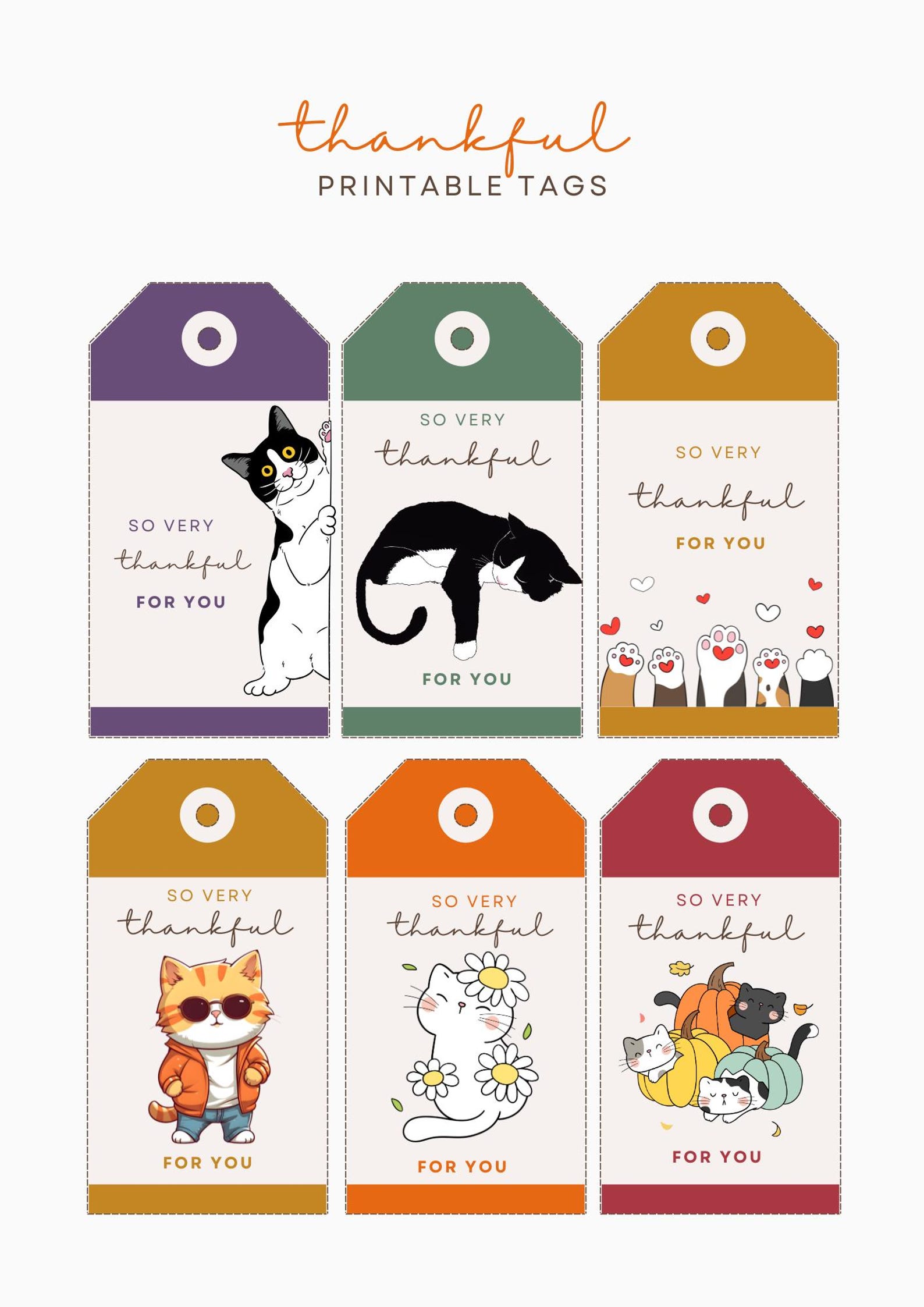 Printable Cat Gift Tags for Cat Lovers Gift Instant Download Holiday ...