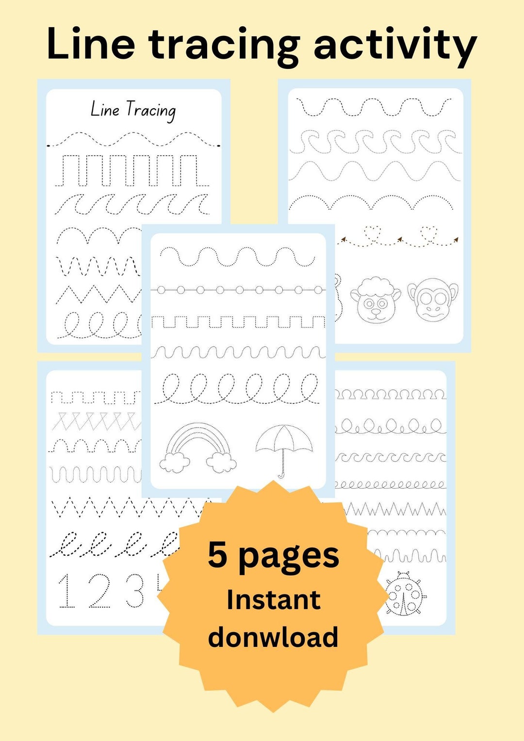 Line Tracing Prewriting Activity for Preschool Activity for Young ...