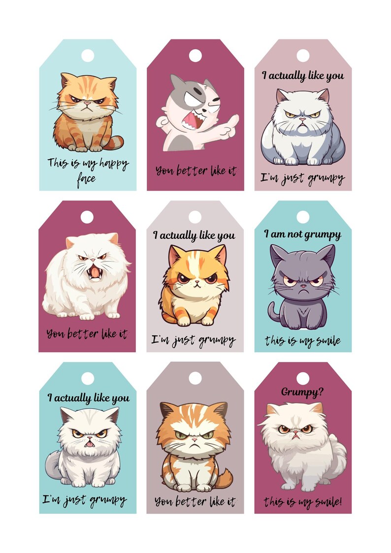 Printable Cat Gift Tags for Cat Lovers Gift Instant Download Holiday ...