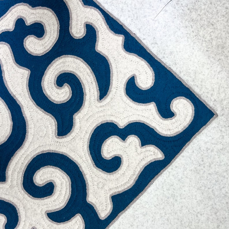 4ft X 6ft Blue and White Rug Handmade Area Rug Kyrgyz Traditional ...