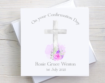 Personalised Confirmation Card Floral Frame Handmade - Etsy UK