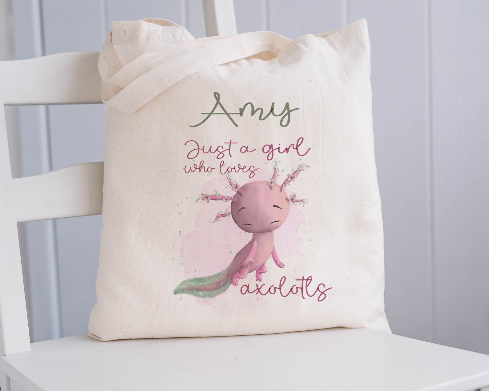 Axolotl Tote Bag | Axolotl Gift | Personalised Axolotl Shopper Bag ...