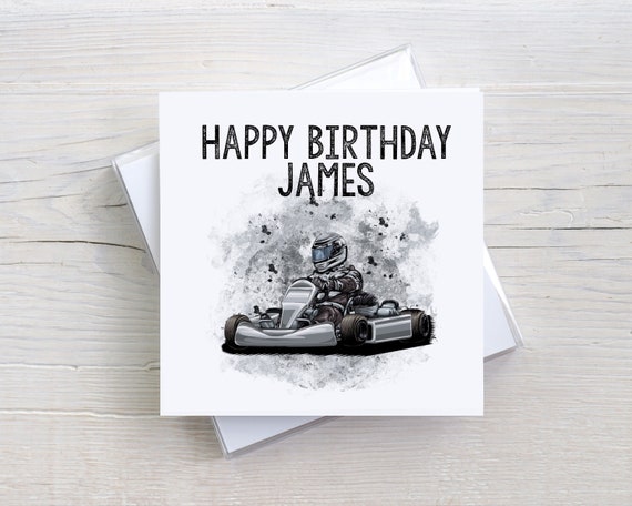 Personalised Go Kart Card Racing Car Birthday Card | Etsy