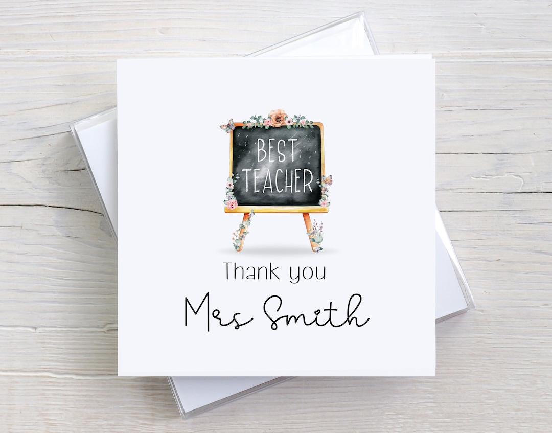 Thank You Card for Teacher | Card for School Leaver | Thank You Card ...