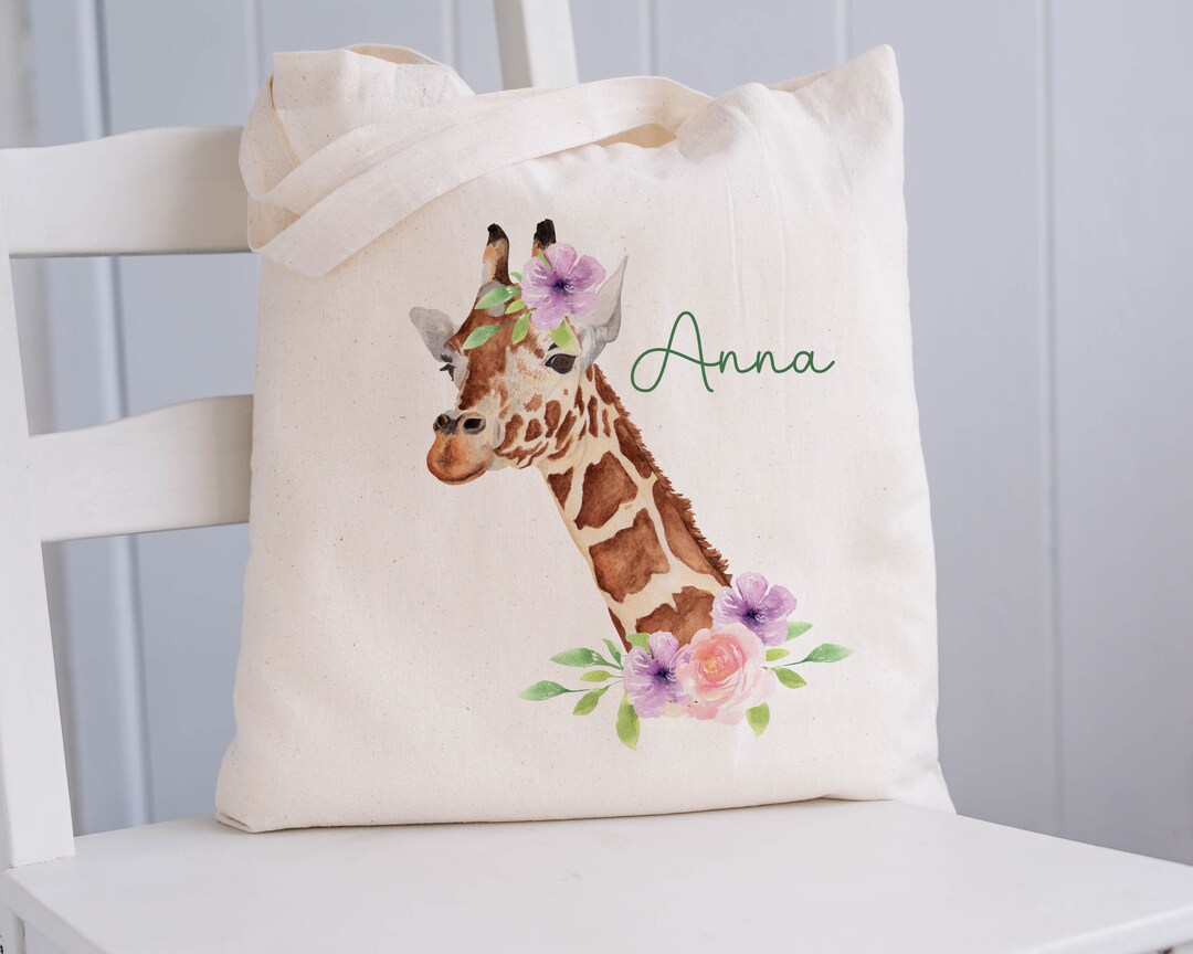 Personalised Giraffe Tote Bag Gift for Giraffe Lover Giraffe Shopping ...