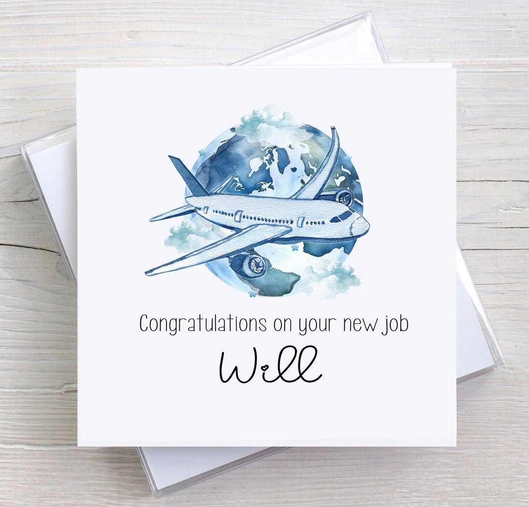 Personalised New Job Card | Pilot Congratulations | Air Stewardess Card ...