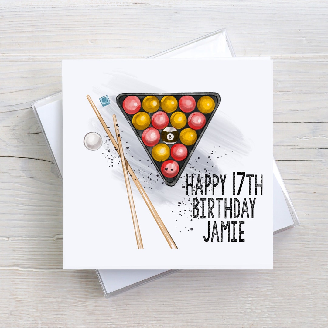 Personalised Snooker Birthday Card | Pool Card | Gift for Pool Lover ...