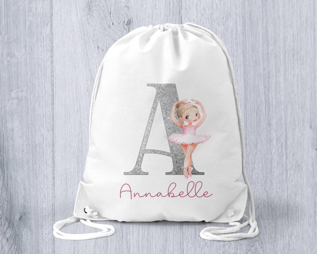 Girl's Ballerina Backpack | Personalised Backpack | Drawstring Bag ...