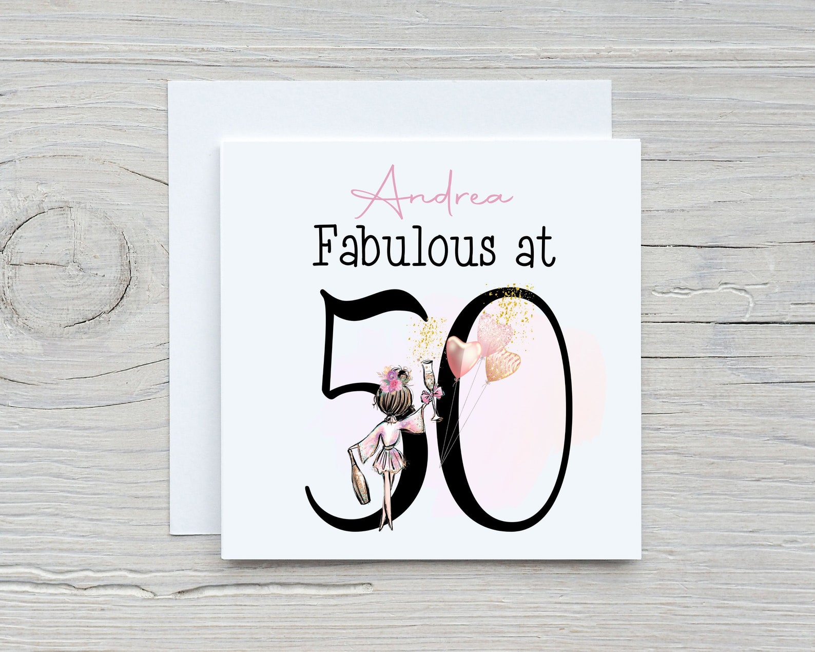 50th Birthday Card | Personalised Fifty Card | Fabulous at Fifty | Fab ...