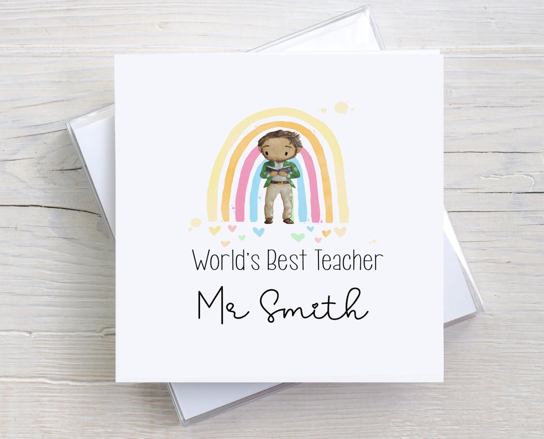 World's Best Teacher Card Thank You Card Best Teacher Ever Male or ...