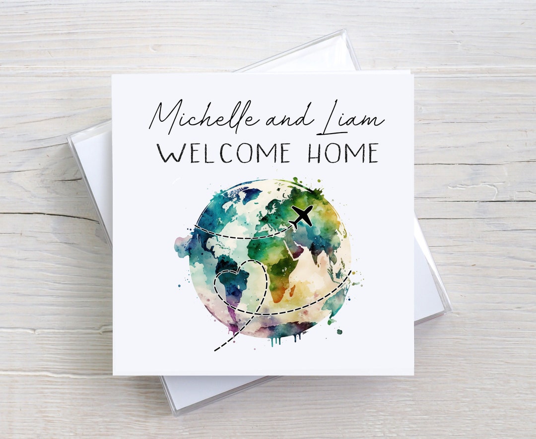 Personalised Welcome Home Card Gap Year Globe Card Travelling Card Card ...