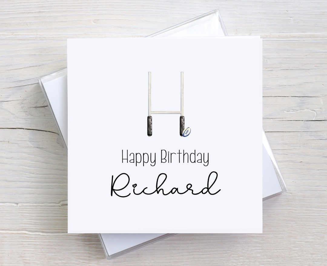 Personalised Rugby Birthday Card Rugby Posts Birthday Card Card for ...