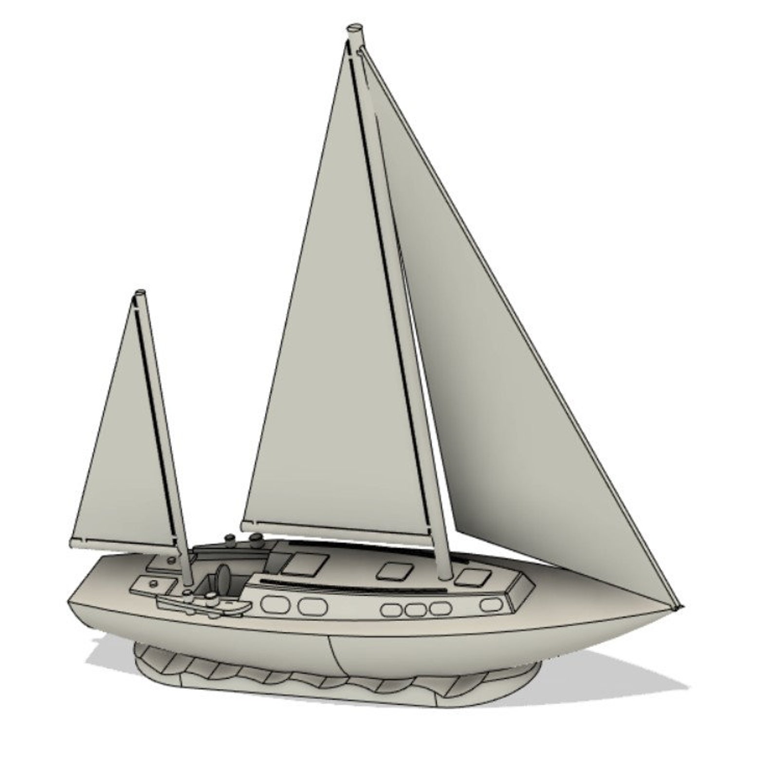 3D Printable STL Files of a Sailing Boat, Yacht Conrad 45. DIY Gift. - Etsy