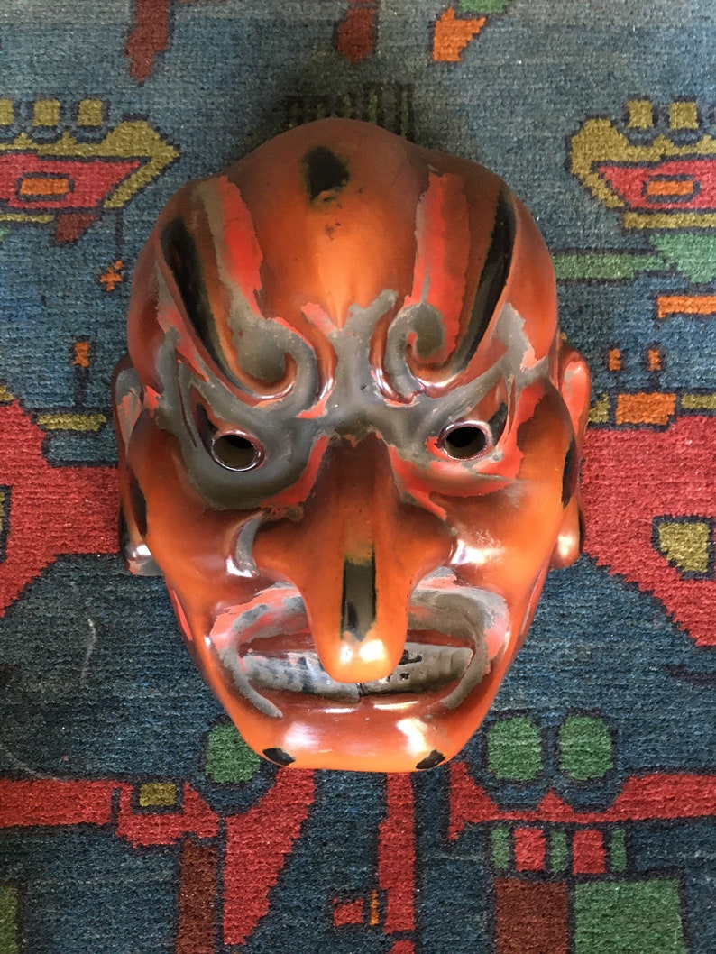 21• Japanese Vintage Demon Hannya Mask, Paper Mache 40x34 Cm - Etsy