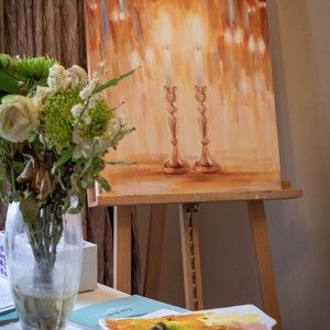 Shabbat Candles Painting, Shabbos Candlesticks Canvas, Shalom ...