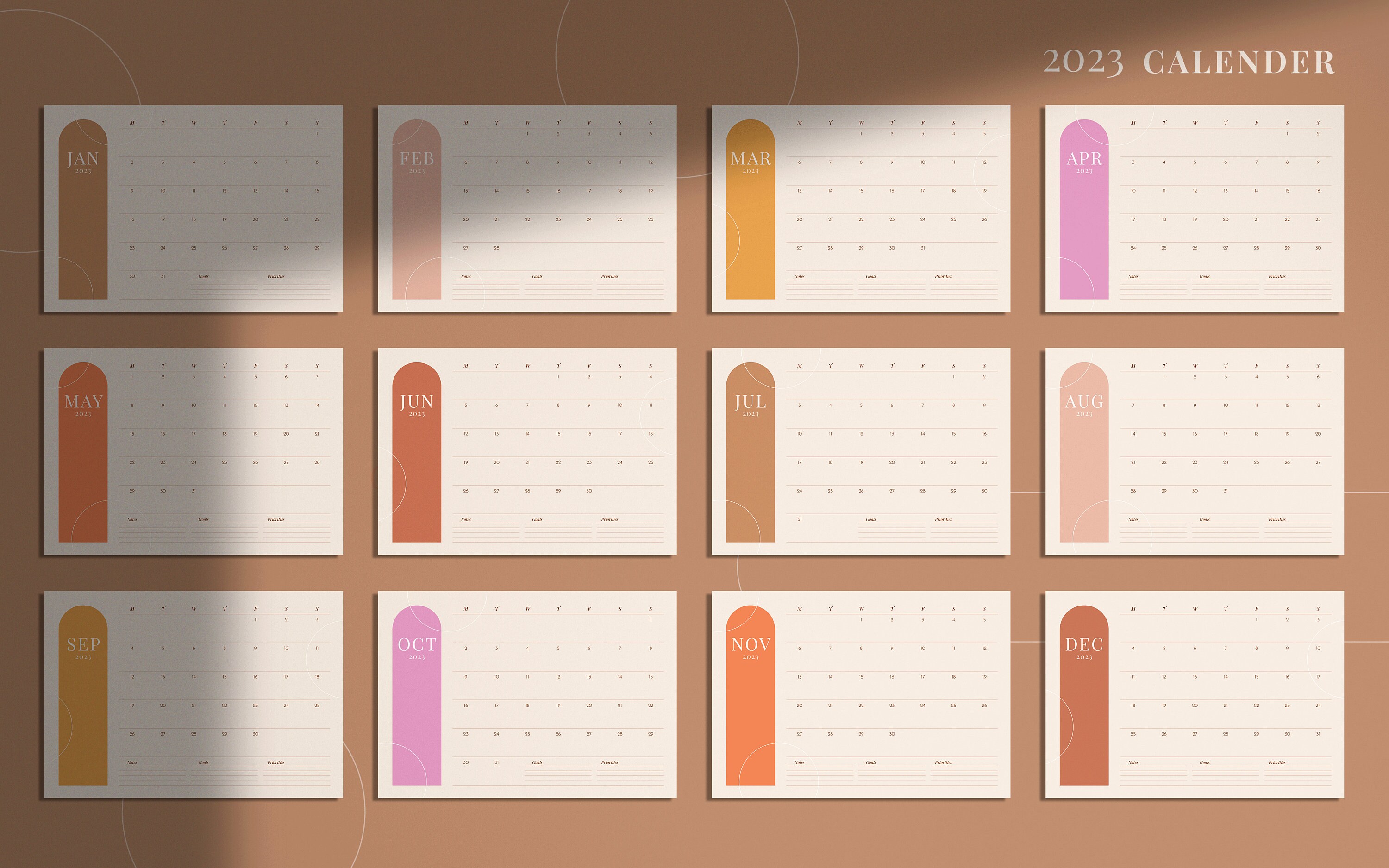 2023 Neutral Calendar digital and Printable - Etsy