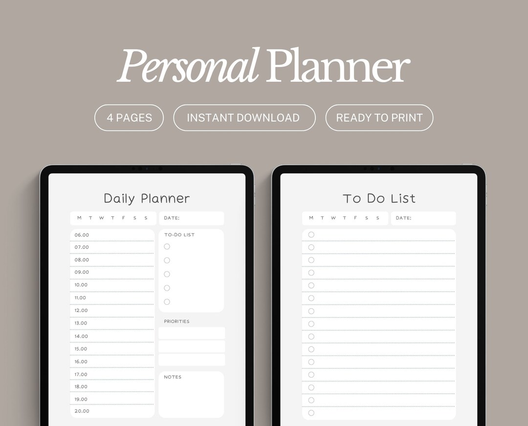 Digital Personal Planner, Weekly Planner Printable, Digital Planner ...