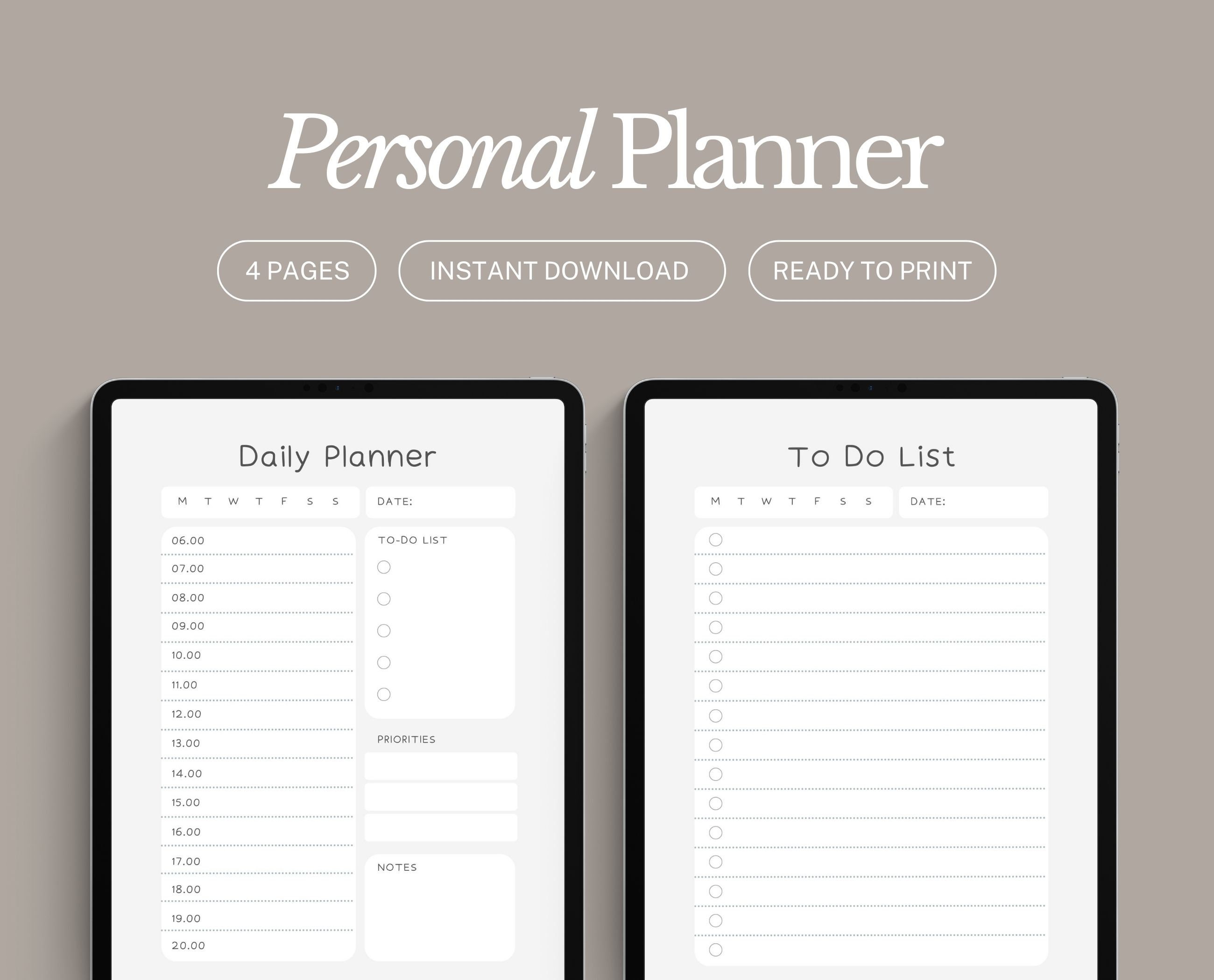 Digital Personal Planner, Weekly Planner Printable, Digital Planner ...