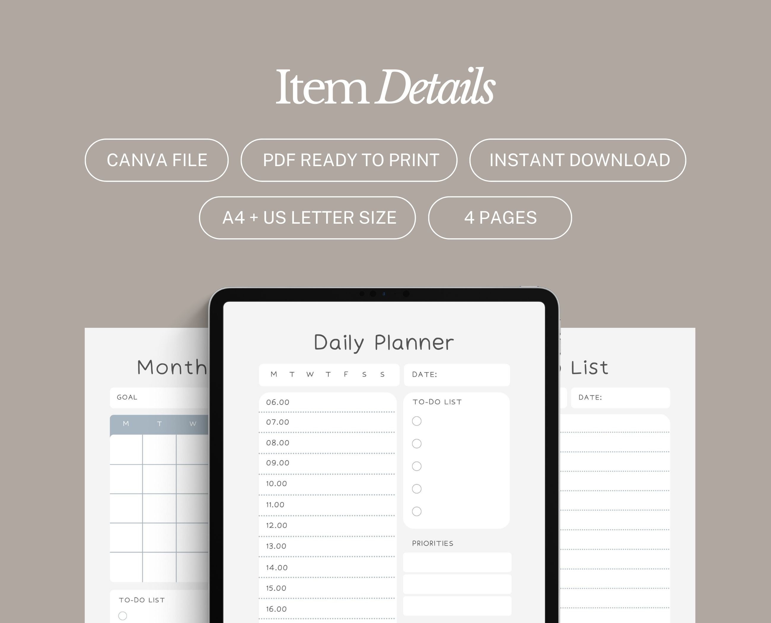Digital Personal Planner, Weekly Planner Printable, Digital Planner ...