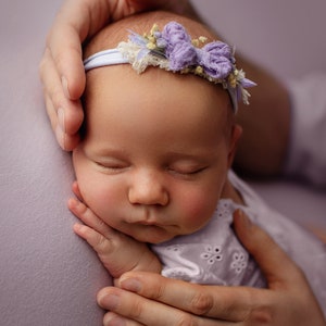Cute Shabby Purple Bow With Natural Greenery, Vintage Style, Newborn ...