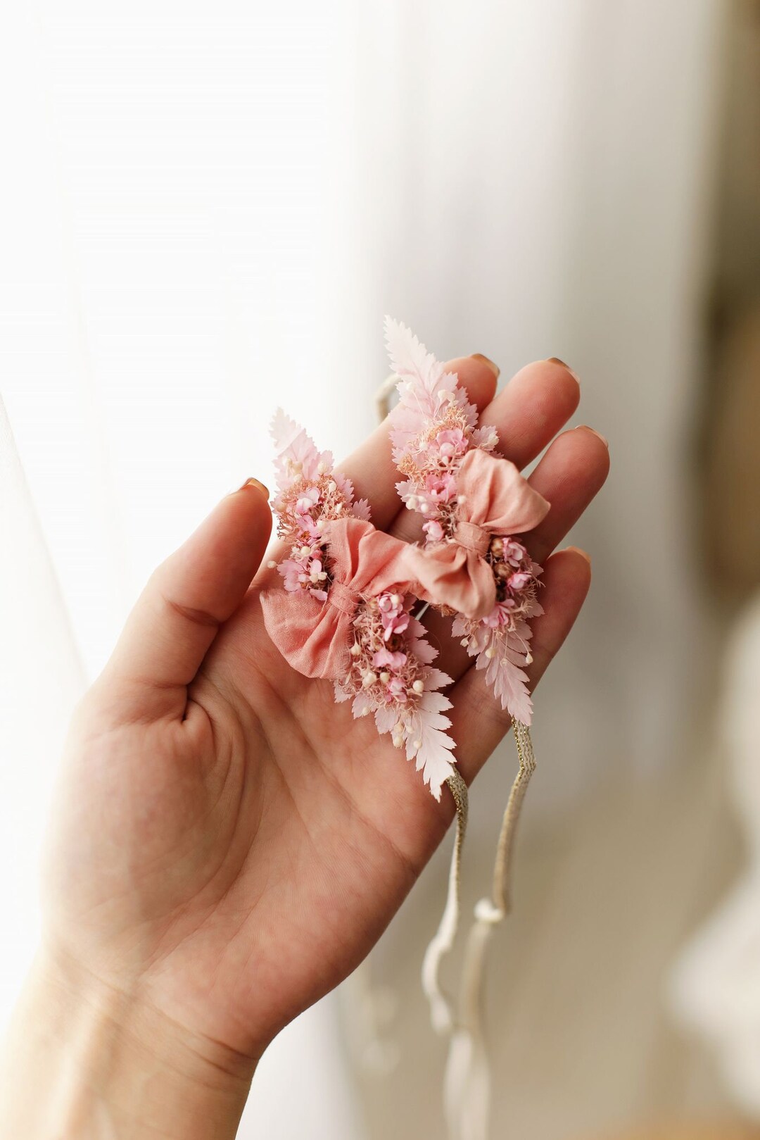 Super Cute Pink Bow With Natural Greenery Vintage Style - Etsy