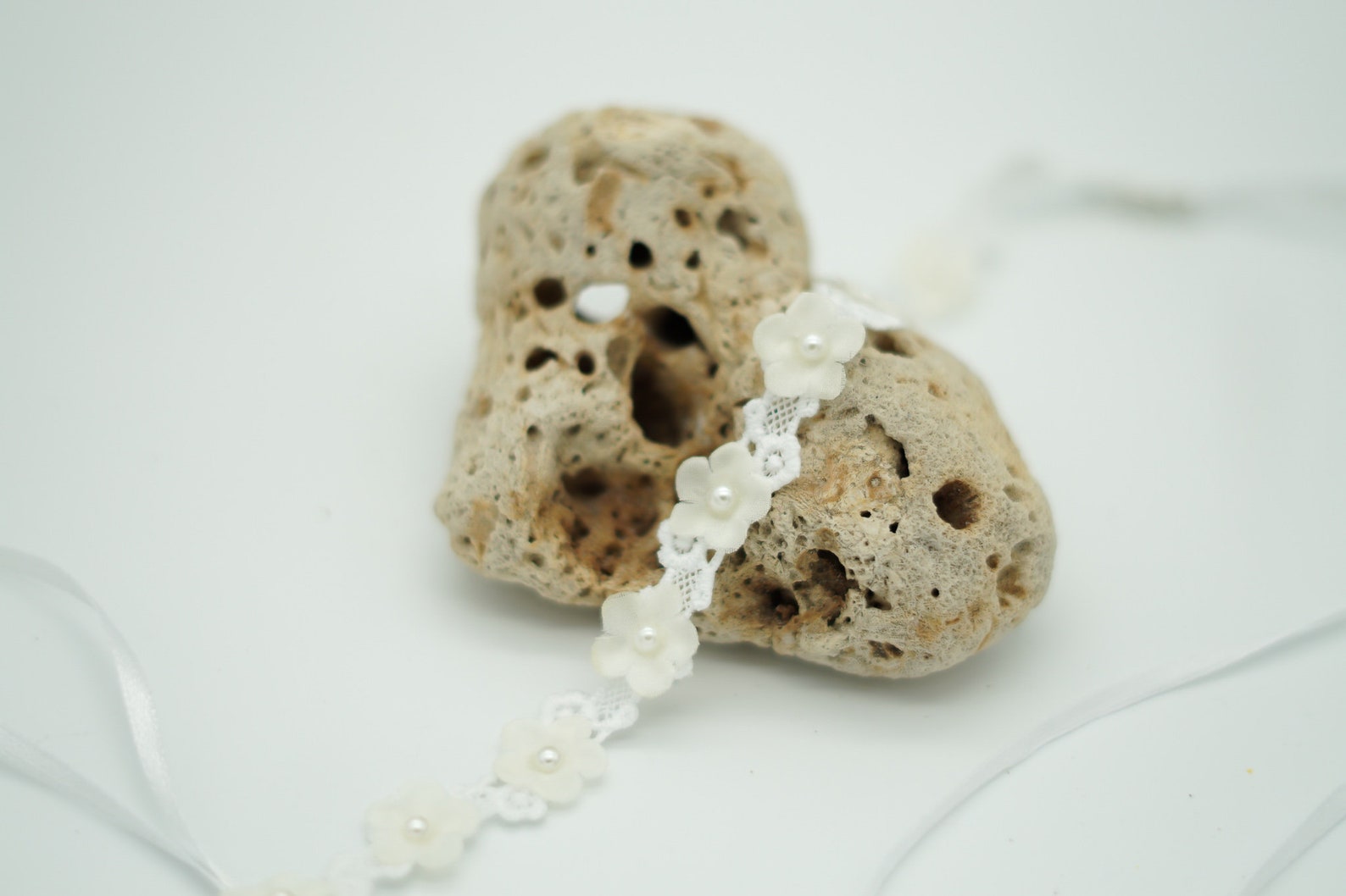 Beautiful Tender Lace Headband With Tiny Flowers and Pearls - Etsy