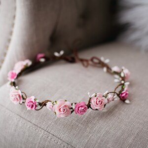 Very Romantic Flower Crown With Light Pink Roses,wedding Crown, Floral ...