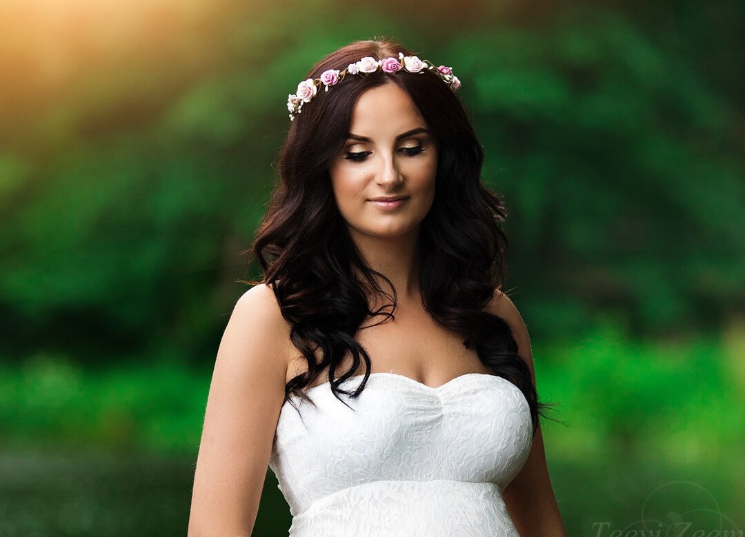 Very Romantic Flower Crown With Light Pink Roses,wedding Crown, Floral ...