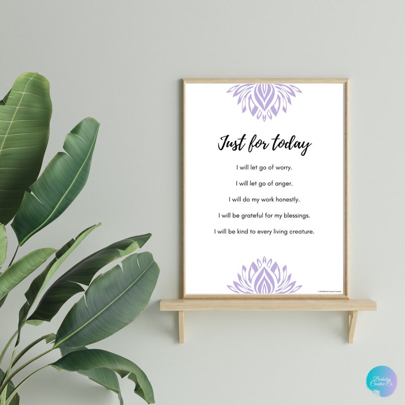 Reiki Principles Affirmation Art Instant Download & Printable Wall Art ...
