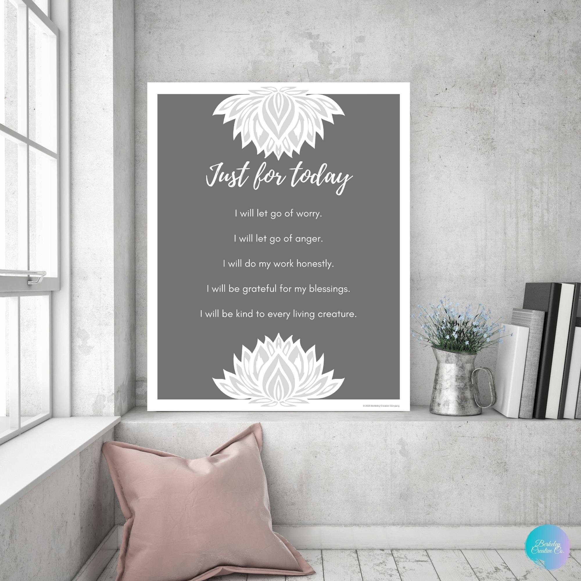 Reiki Principles "just for Today" Affirmation Art Reiki Energy Healing ...